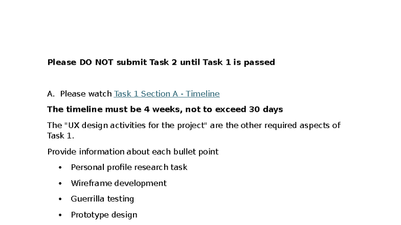 D479 Directions: Task 1 - Design Activities and Usability Testing - Studocu