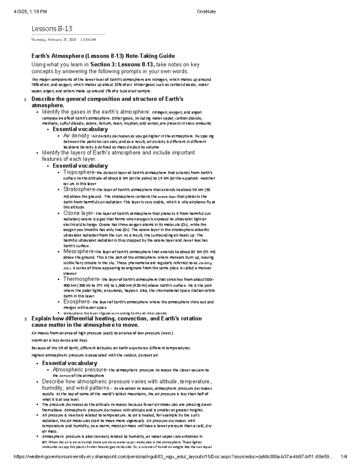 Chemistry C165 Lesson 8-13: Earth's Atmosphere & Weather Phenomena ...