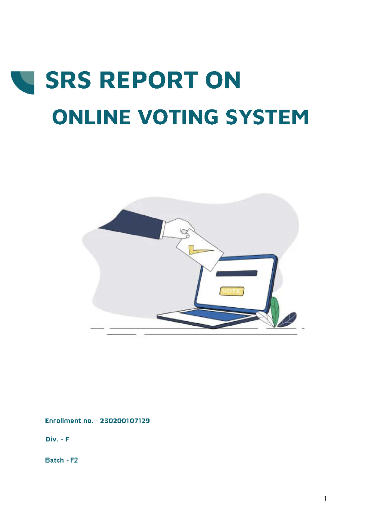 SRS Report on Online Voting System (Course Code: 230200107129) - Studocu