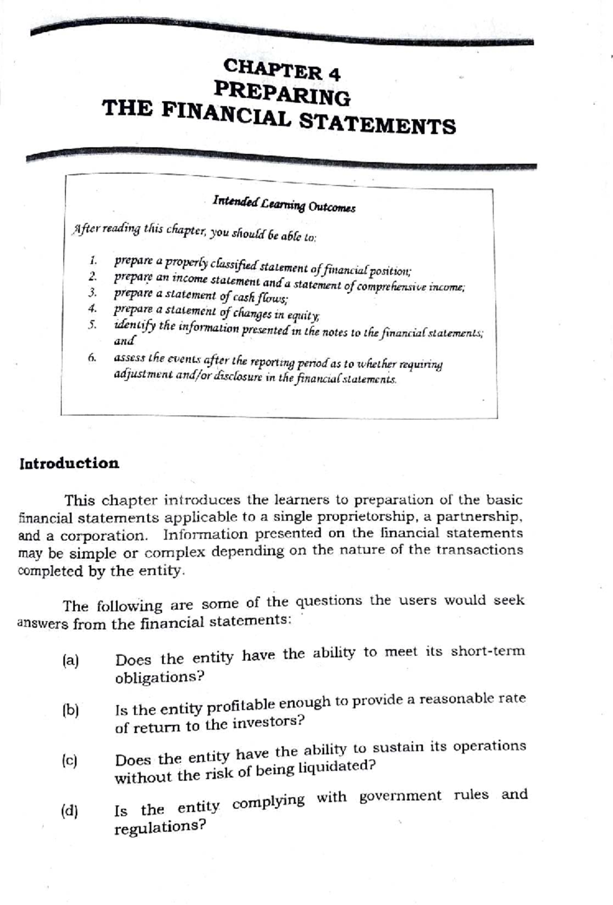 CHAPTER 4: PREPARING FINANCIAL STATEMENTS - CFAS Insights - Studocu
