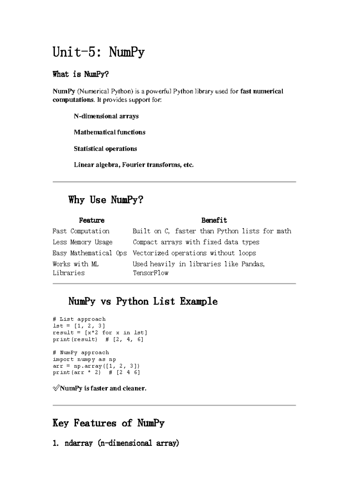 Unit 5: Introduction to NumPy and Pandas Overview - Studocu