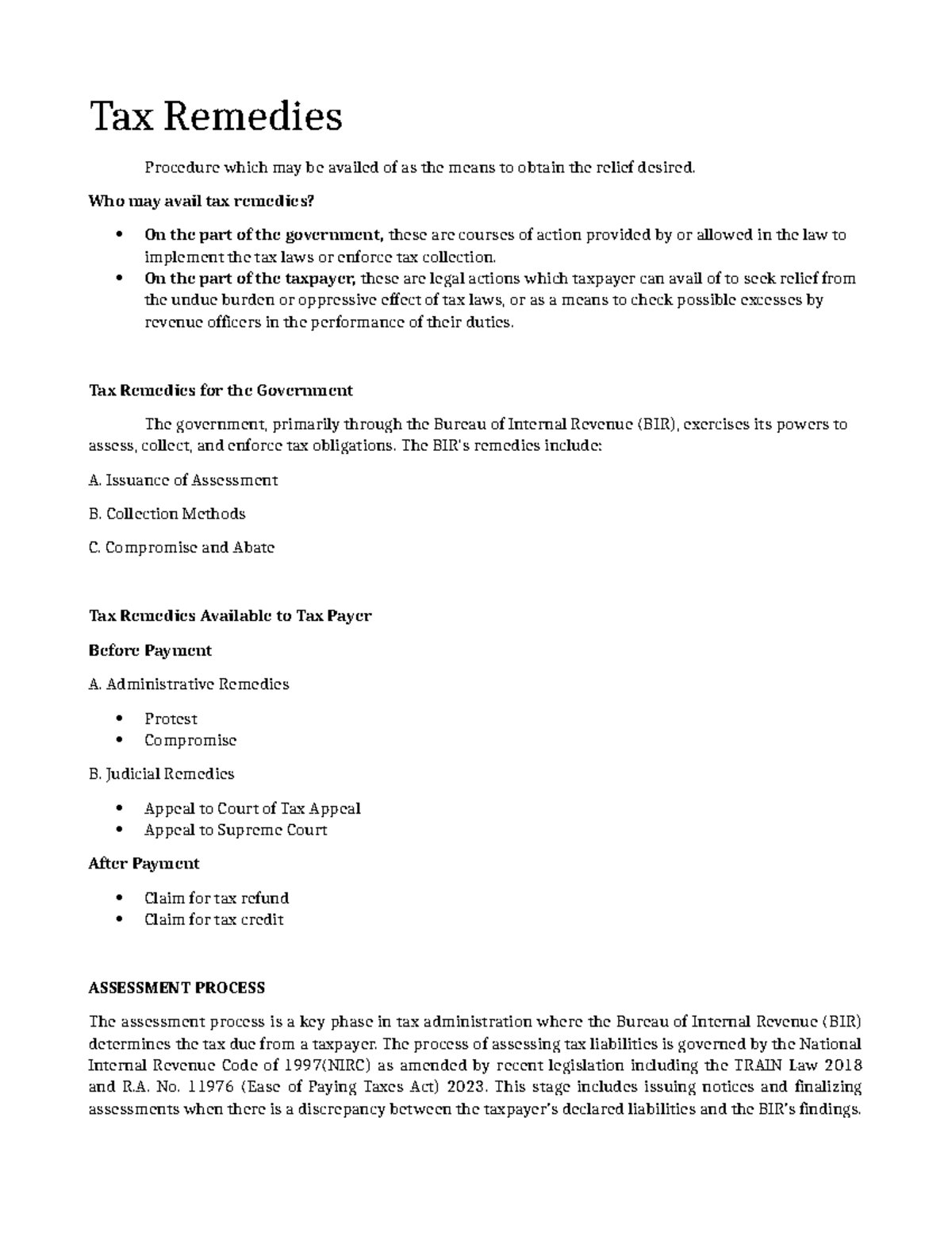 Tax Remedies Procedures for Taxpayers & Government: A Comprehensive ...