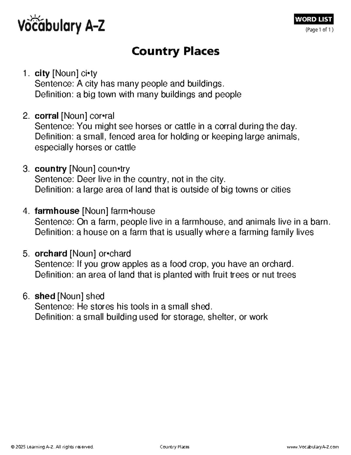 Country Places Vocabulary Study - Day 1 to Day 5 - Studocu
