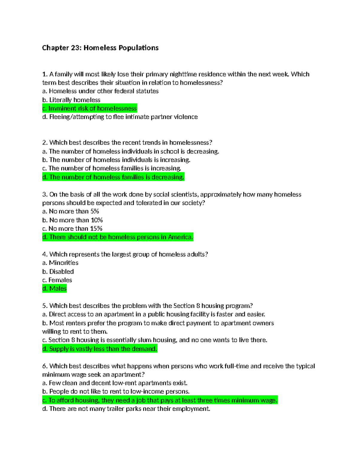 Community Chapter 23 Notes: Understanding Homeless Populations - Studocu