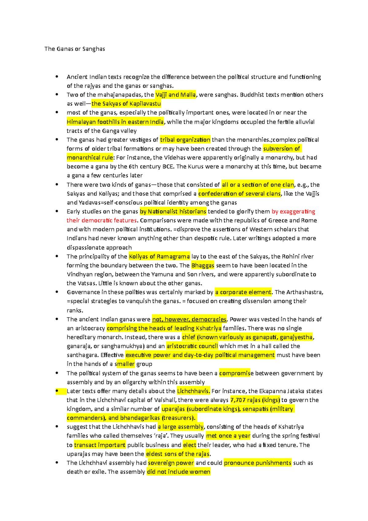 GANA AND SANGHAS: POLITICAL STRUCTURES IN ANCIENT INDIA - Studocu