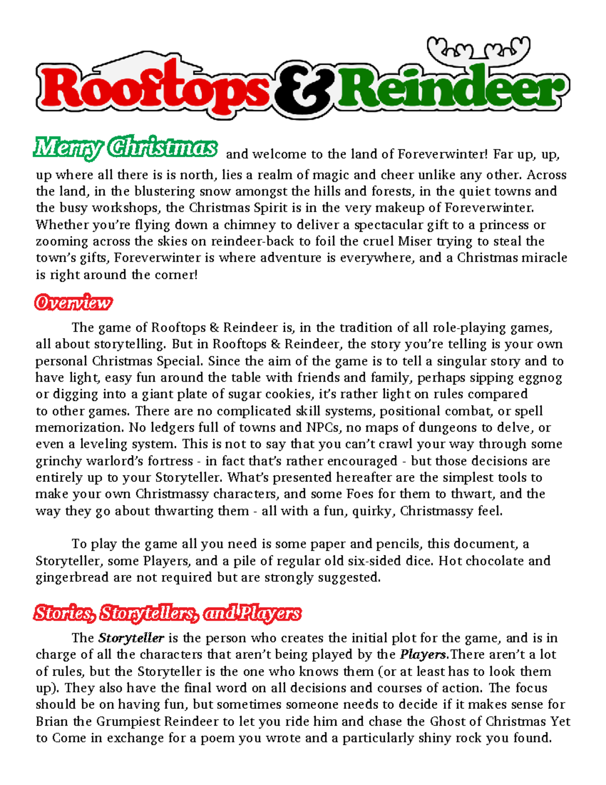 Rooftops & Reindeer: A Christmas RPG Adventure Guide - Studocu