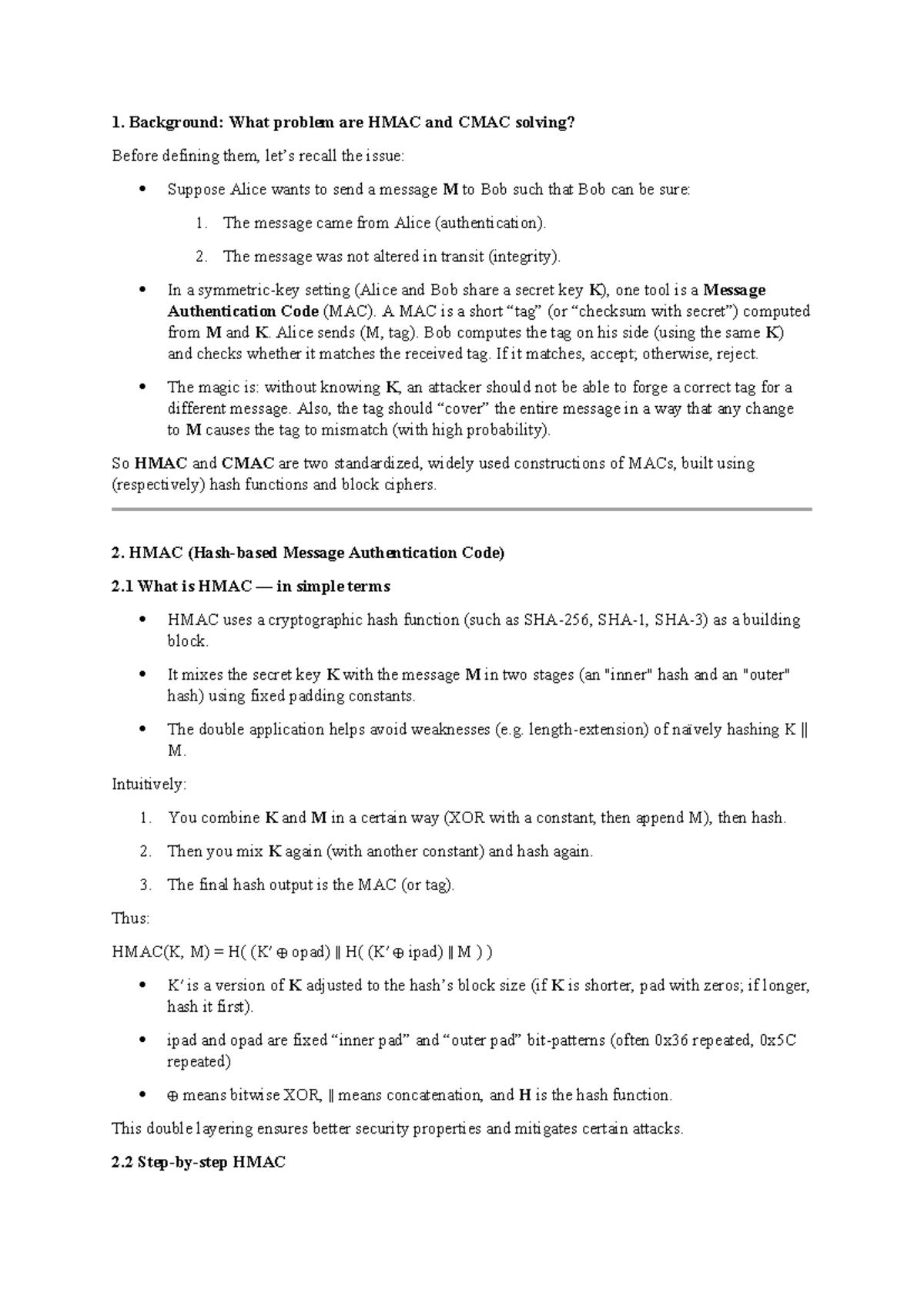HMAC and CMAC: Understanding Message Authentication Codes (CS101) - Studocu