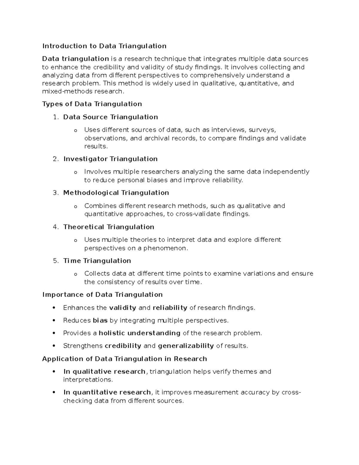 Data Triangulation: Enhancing Research Validity and Reliability - Studocu