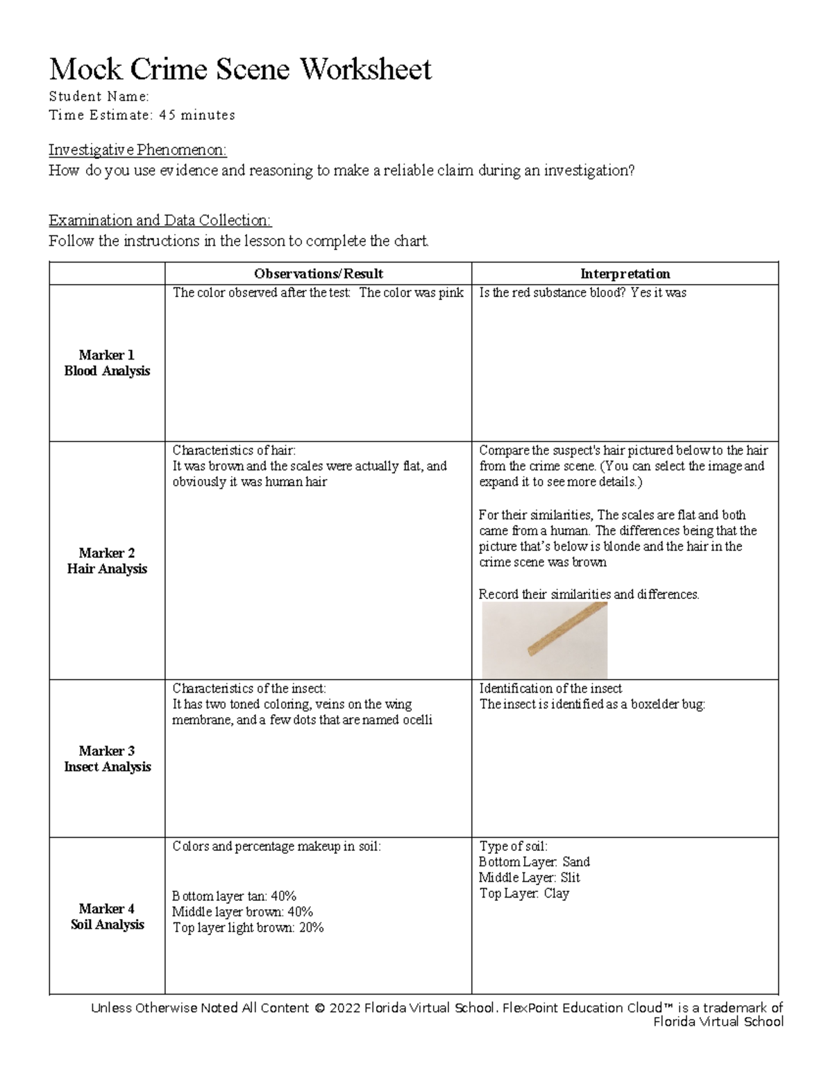 02 07 Mock Crime Scene Worksheet for Evidence Analysis and Claims - Studocu