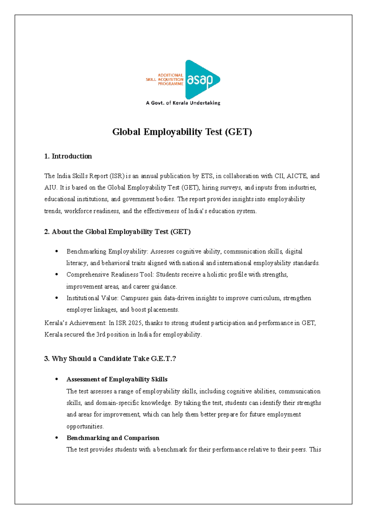 Global Employability Test (GET) - Detailed Overview and Insights - Studocu