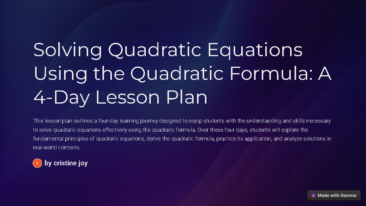 Solving-Quadratic-Equations-Using-the-Quadratic-Formula-A-4-Day-Lesson ...