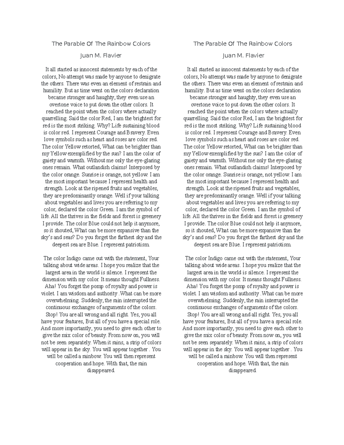 The Colorful Debate: Lessons from the Rainbow - A Parable - Studocu