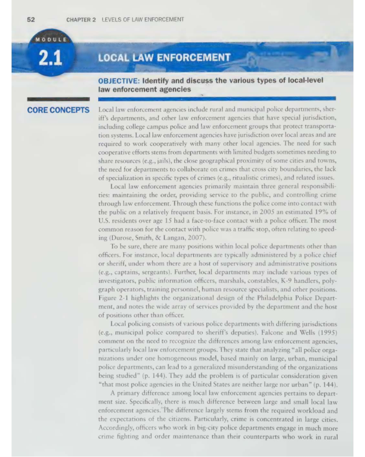 Chapter 2: Levels of Law Enforcement - Local Law Enforcement Agencies ...