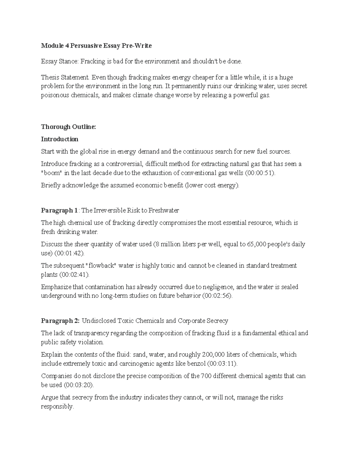 Module 4 Persuasive Essay Pre-Write: The Environmental Dangers of ...