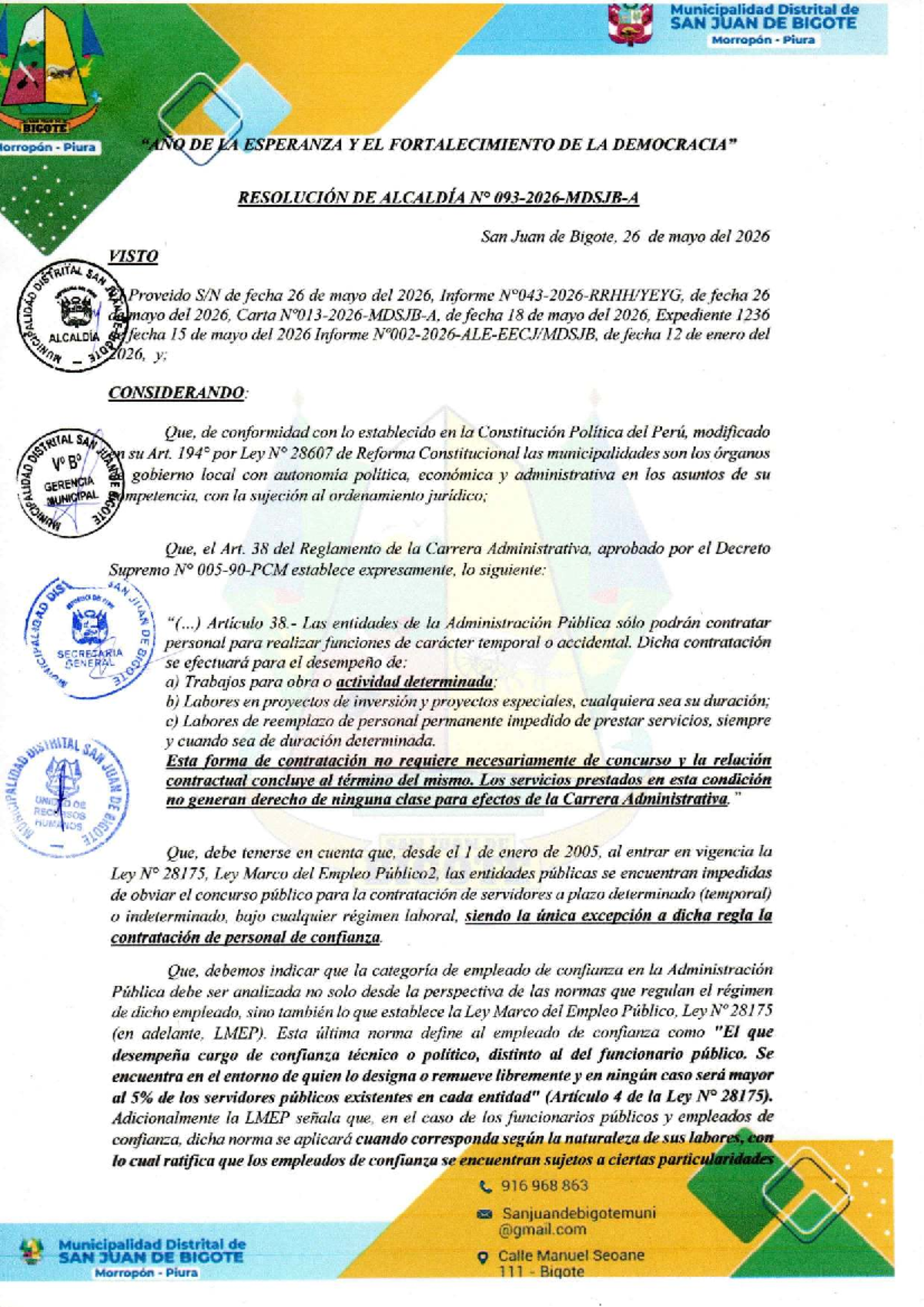 Resolución de Cese de Claudia Vanessa Sullon Torres - Municipalidad ...
