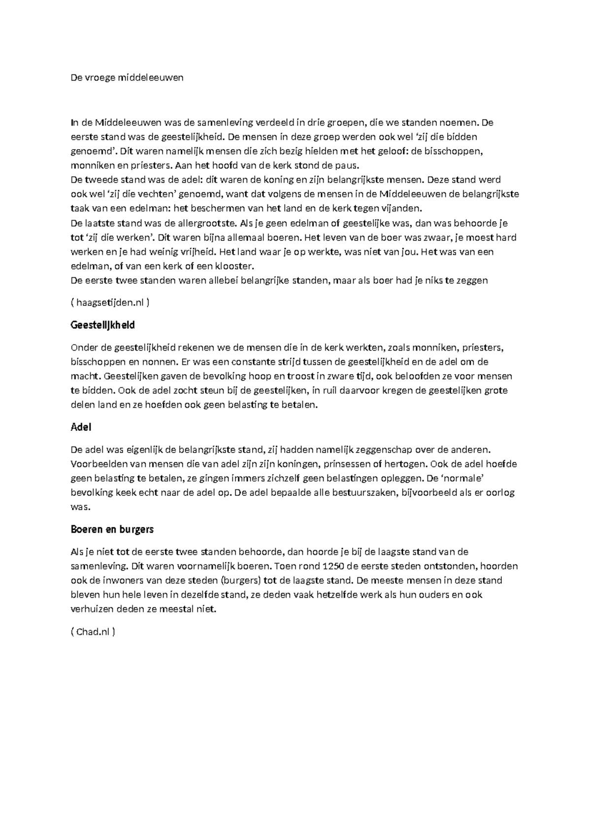 De vroege middeleeuwen: Samenleving en standen in de geschiedenis ...