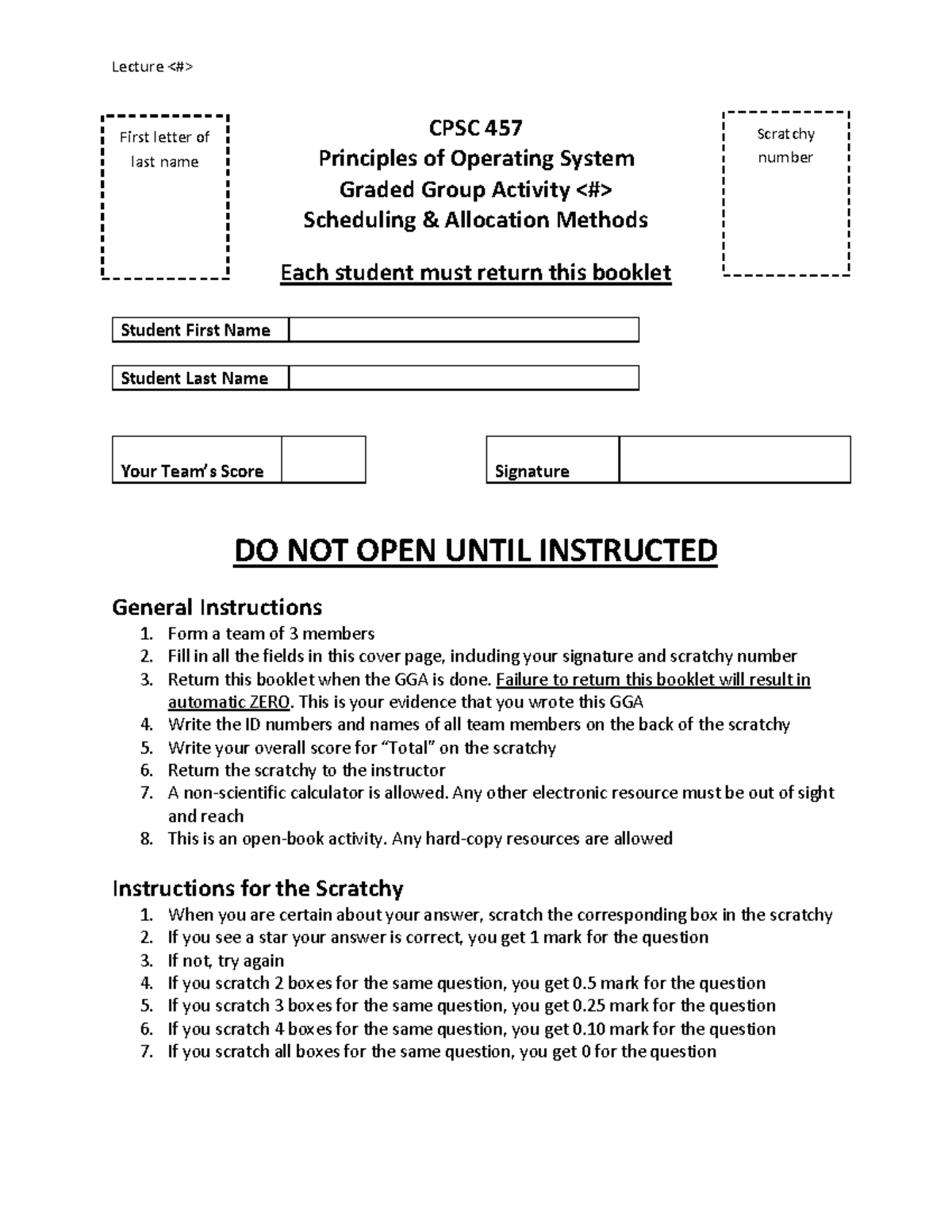 Lecture CPSC 457 GGA Cover Page for Group Activity - Studocu