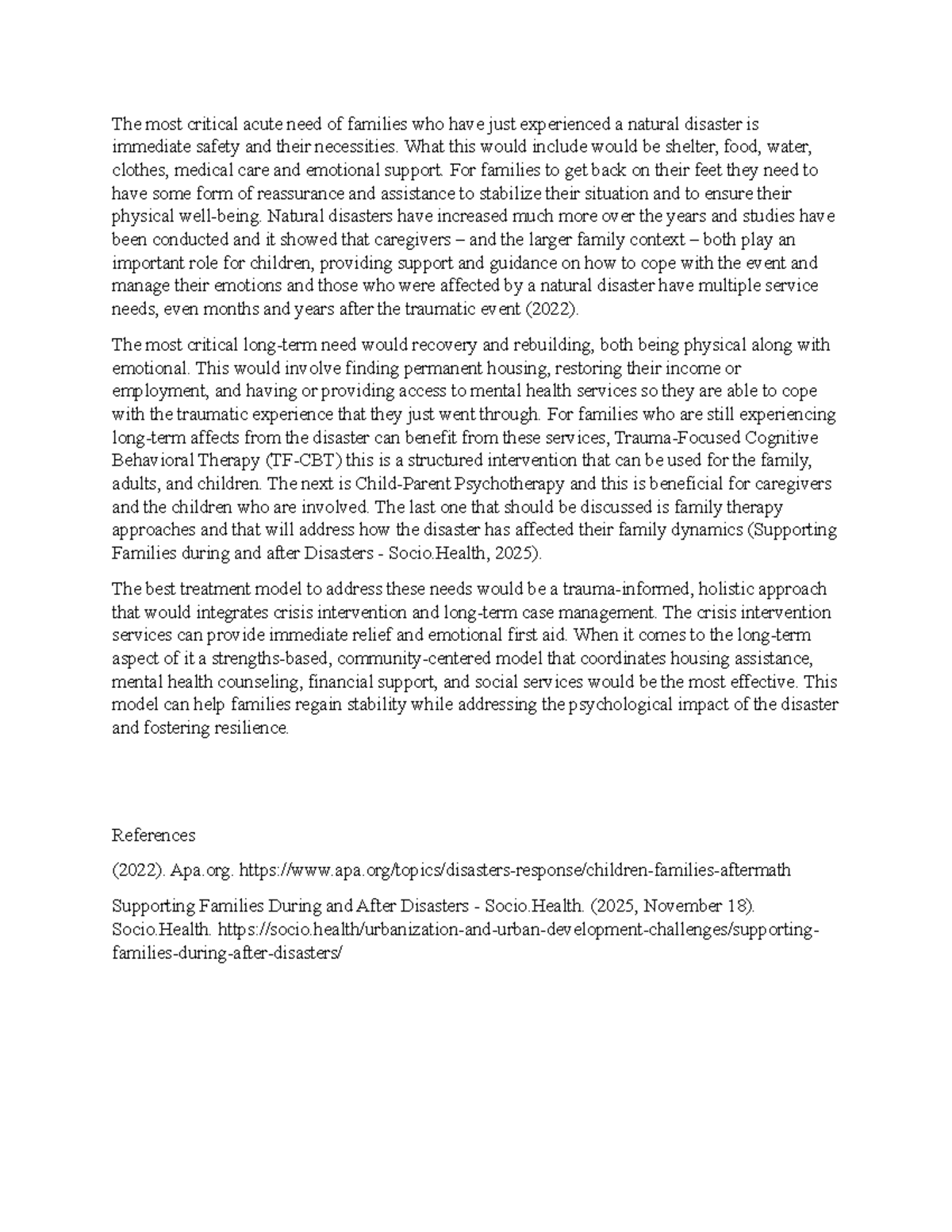 Discussion 6-1: Supporting Families Post-Natural Disasters - Studocu