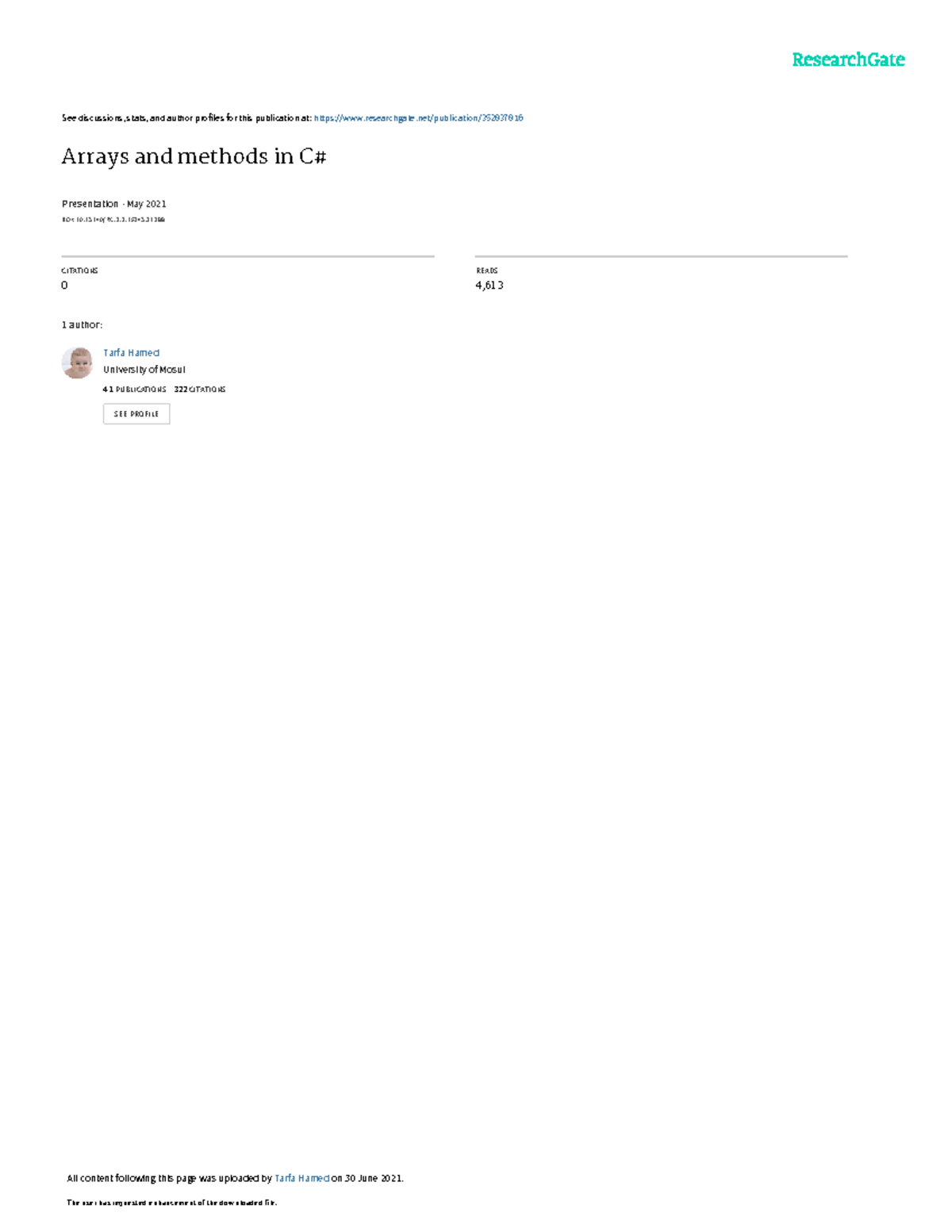 Advanced Programming in C#: Lecture on Arrays & Methods - Studocu
