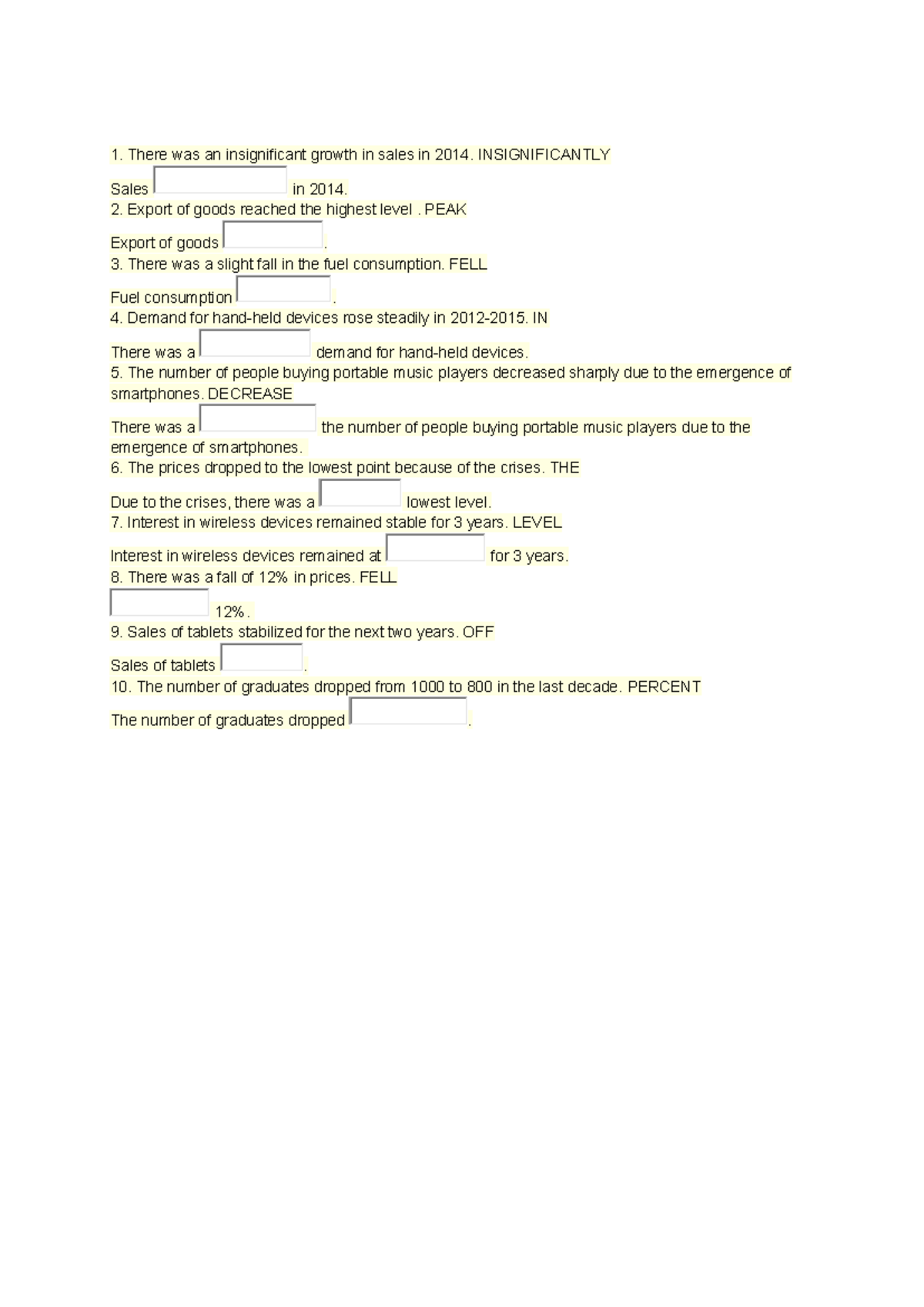 Graphs - Paraphrasing Exercises for English Language - Studocu