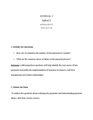 ACC 430 - Data Analysis Module 3 Journal - ACC – 430 Data Analytics for ...