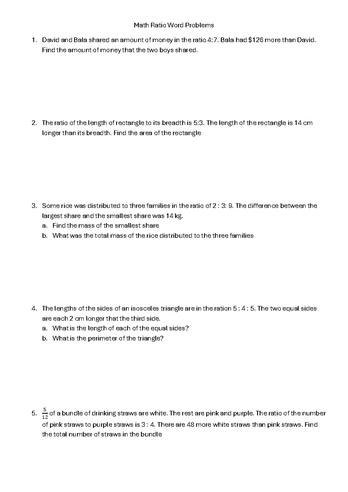 Math Ratio Word Problems: Solving Real-Life Scenarios - Studocu