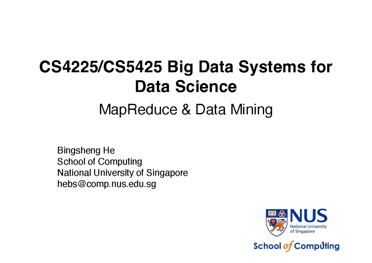 Lecture 5 - MapReduce & Data Mining: Similarity Search Techniques - Studocu