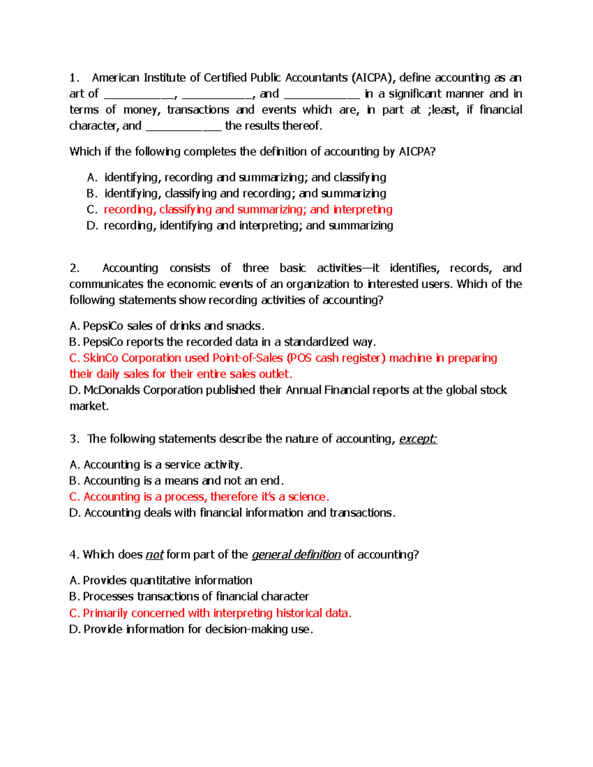 FABM 1 Questionaire - QUIZ MATERIALS - American Institute of Certified ...