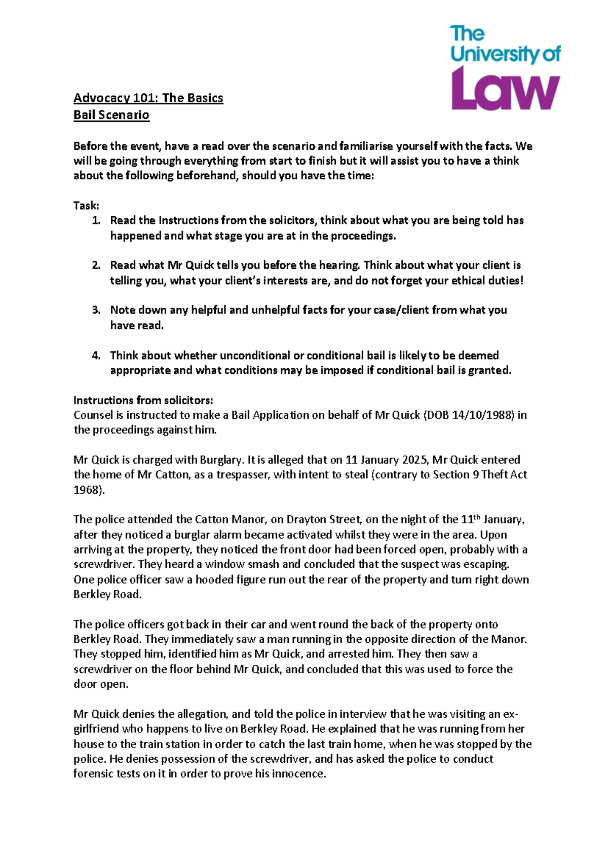 Advocacy 101: Bail Scenario Analysis for 2025 Case - Studocu