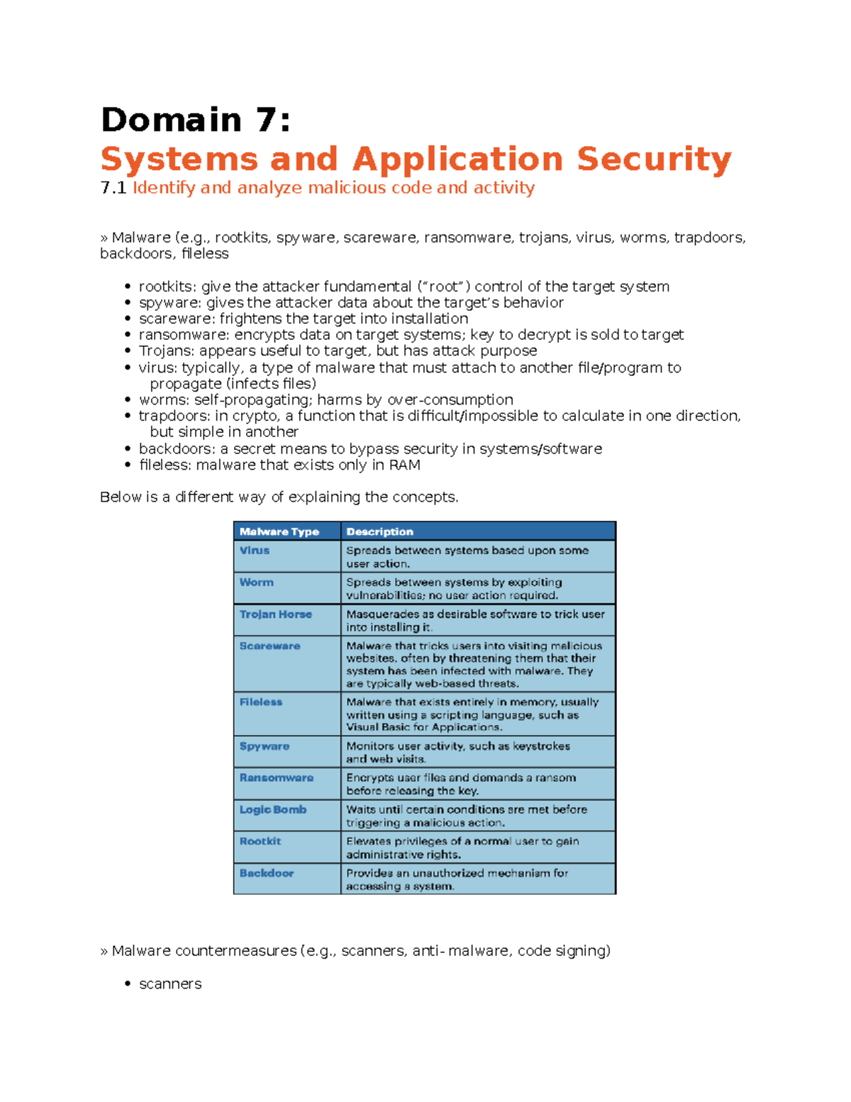 Domain 7: Systems & Application Security - Course Notes Overview - Studocu