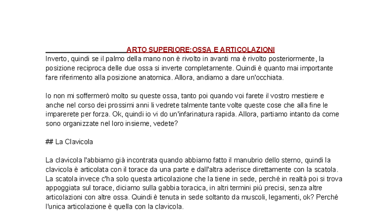 Anatomia 7: Ossa e Articolazioni dell'Arto Superiore e Inferiore - Studocu