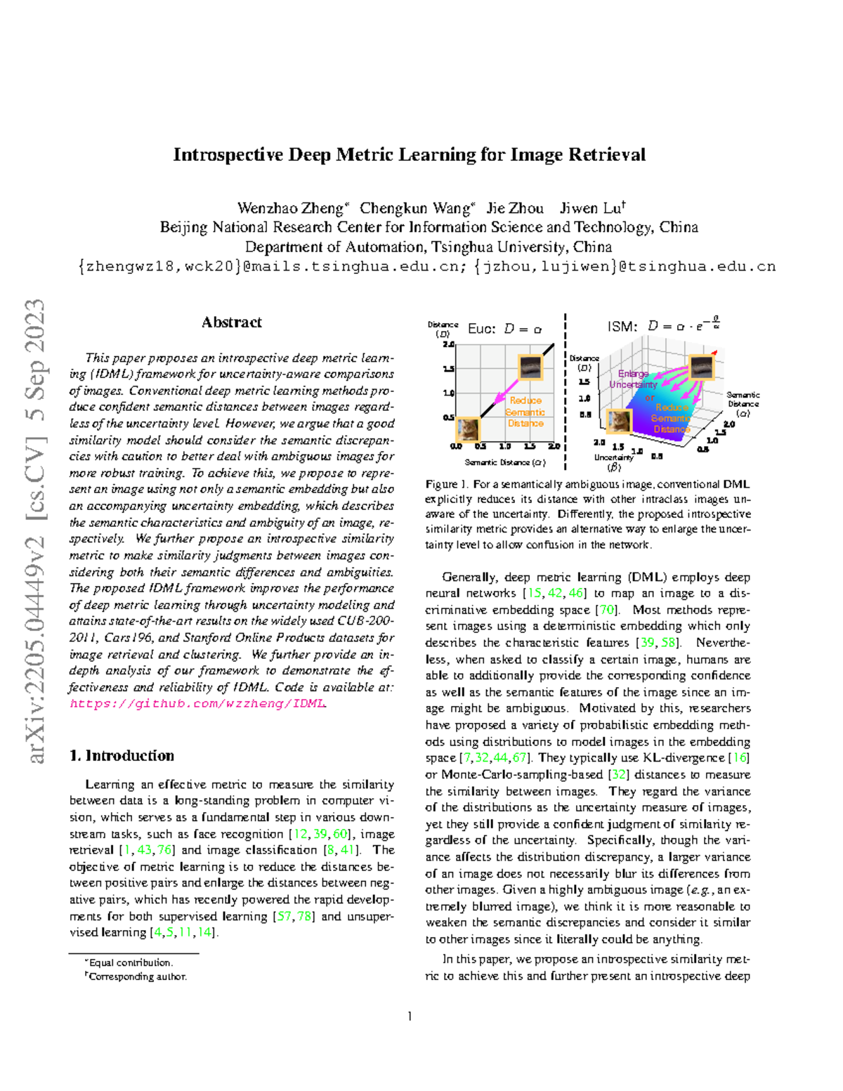 Introspective Deep Metric Learning for Image Retrieval (DML 2205) - Studocu