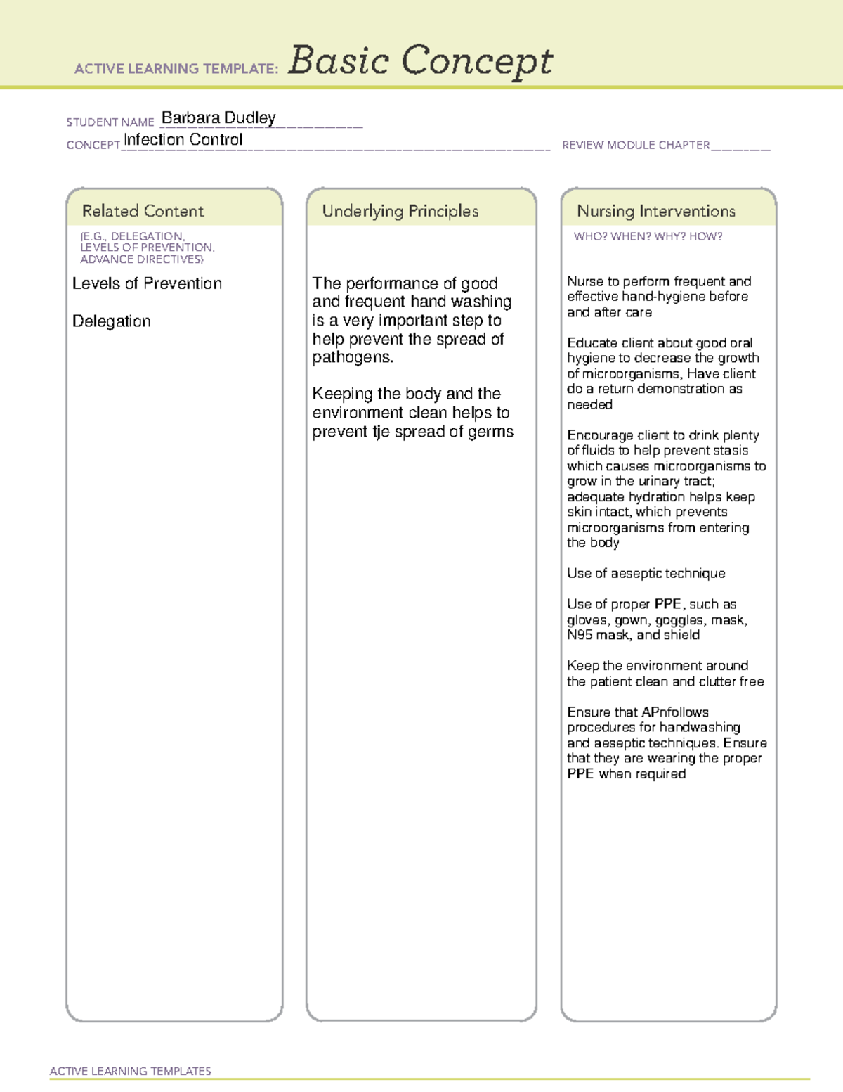 Basic Concept Infection Control Completed - ACTIVE LEARNING TEMPLATES ...