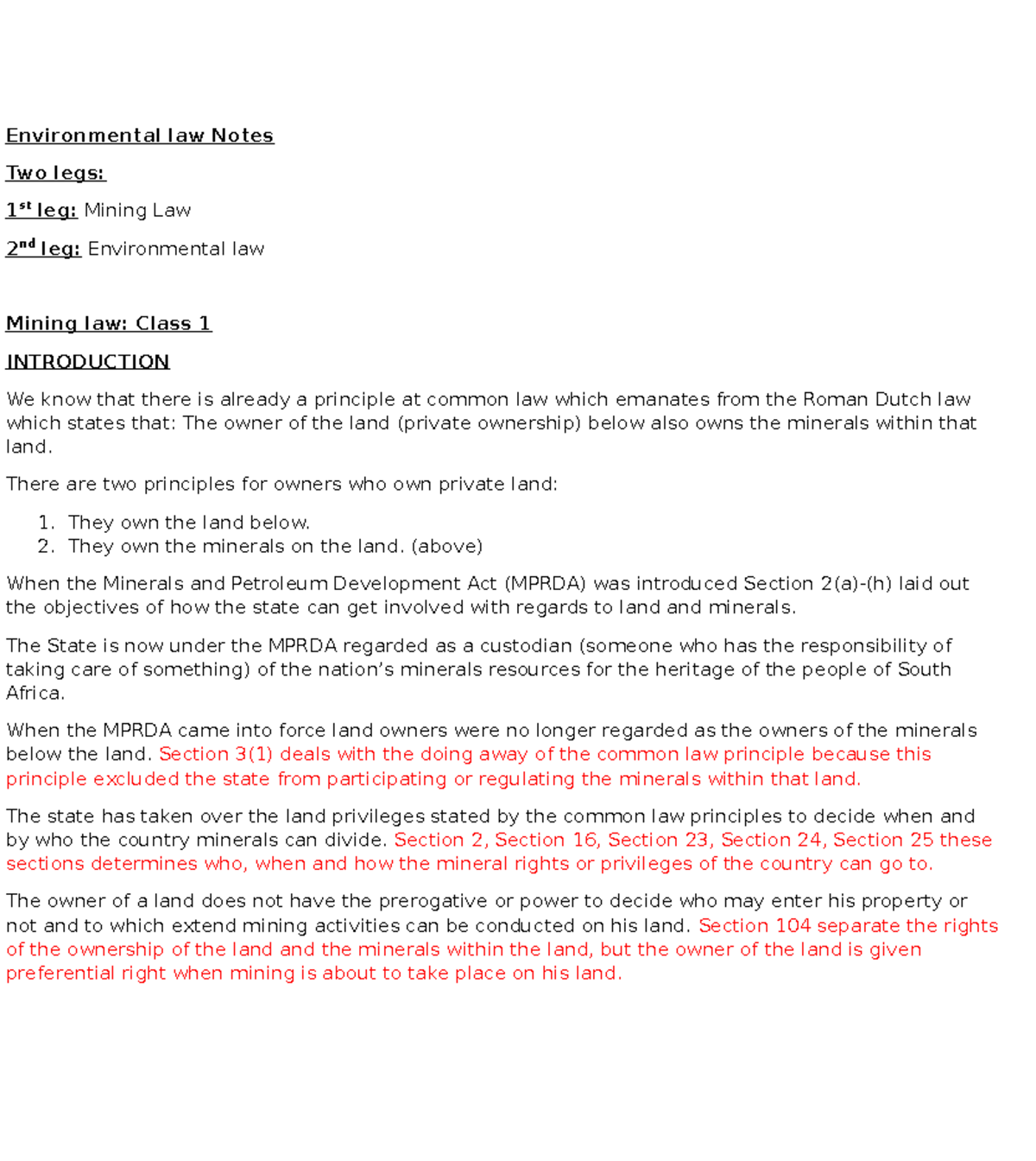 Mining Law & Environmental Law Notes (Updated 2022) - Studocu