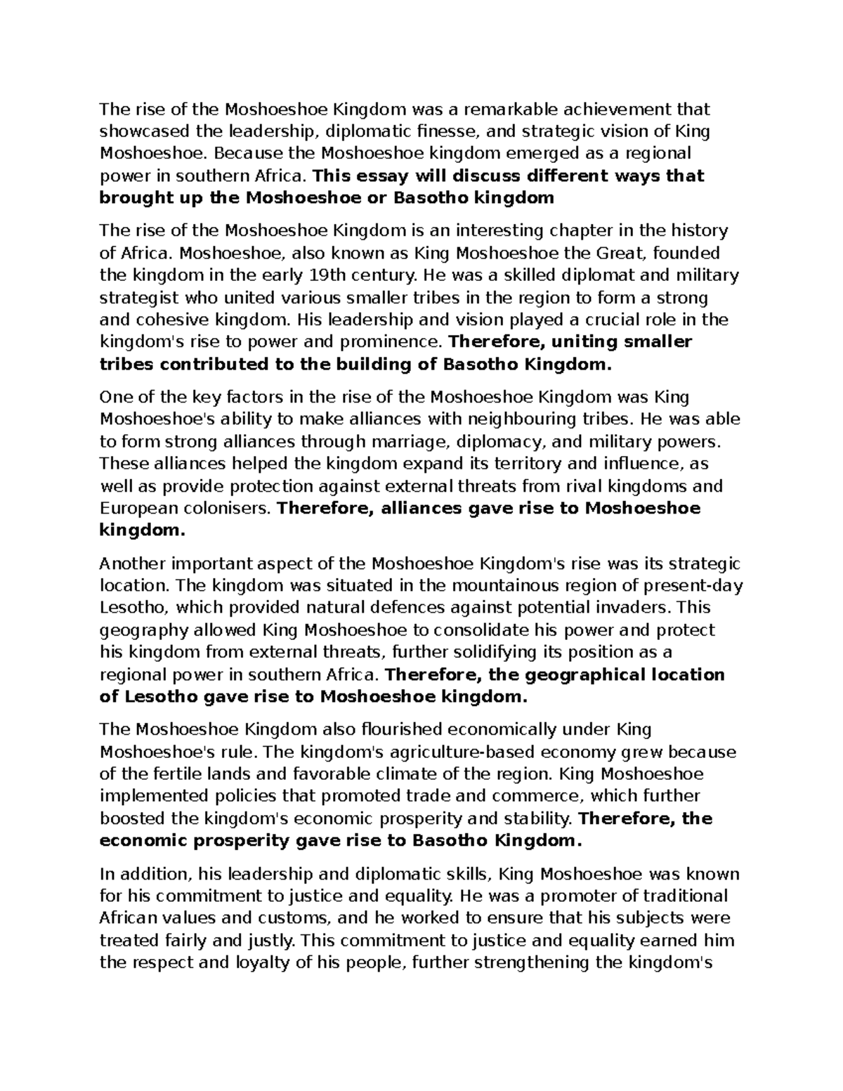 The Rise of the Moshoeshoe Kingdom: An Essay on 19th Century Leadership ...
