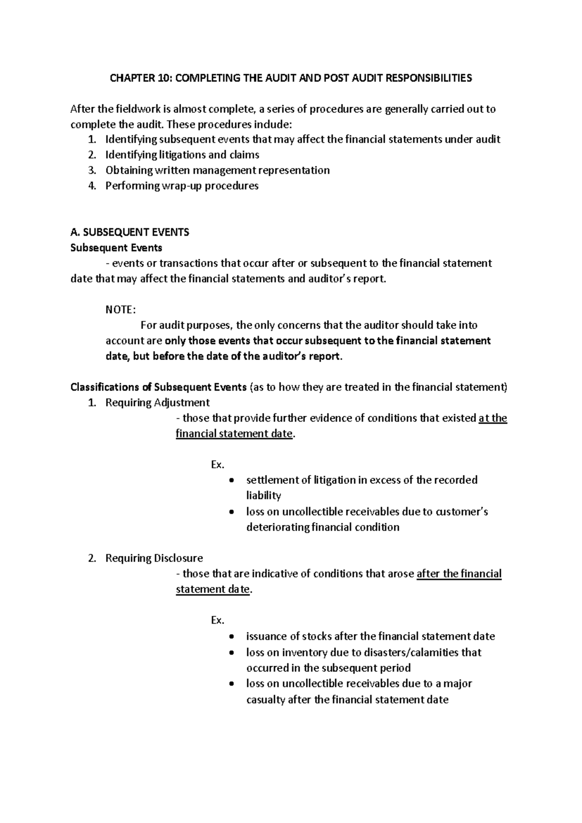 Chapter 10: Completing the Audit & Post-Audit Responsibilities Summary ...