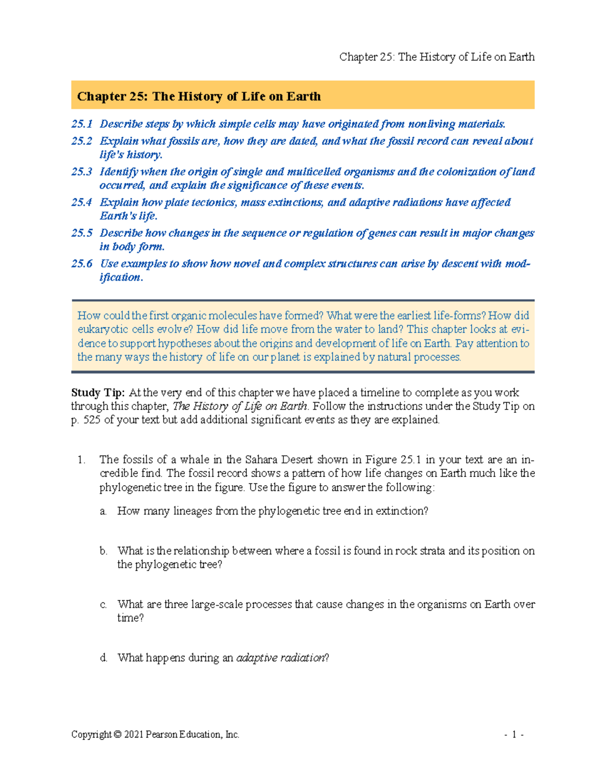 Bio12 ARG 25 - AP Bio Chapter 25: History of Life on Earth Study Guide ...