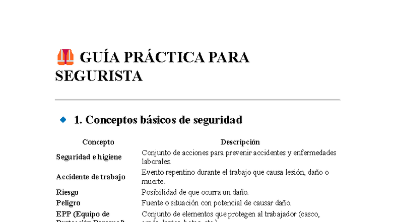 GUÍA PRÁCTICA PARA SEGURISTA: Seguridad y Prevención de Riesgos - Studocu