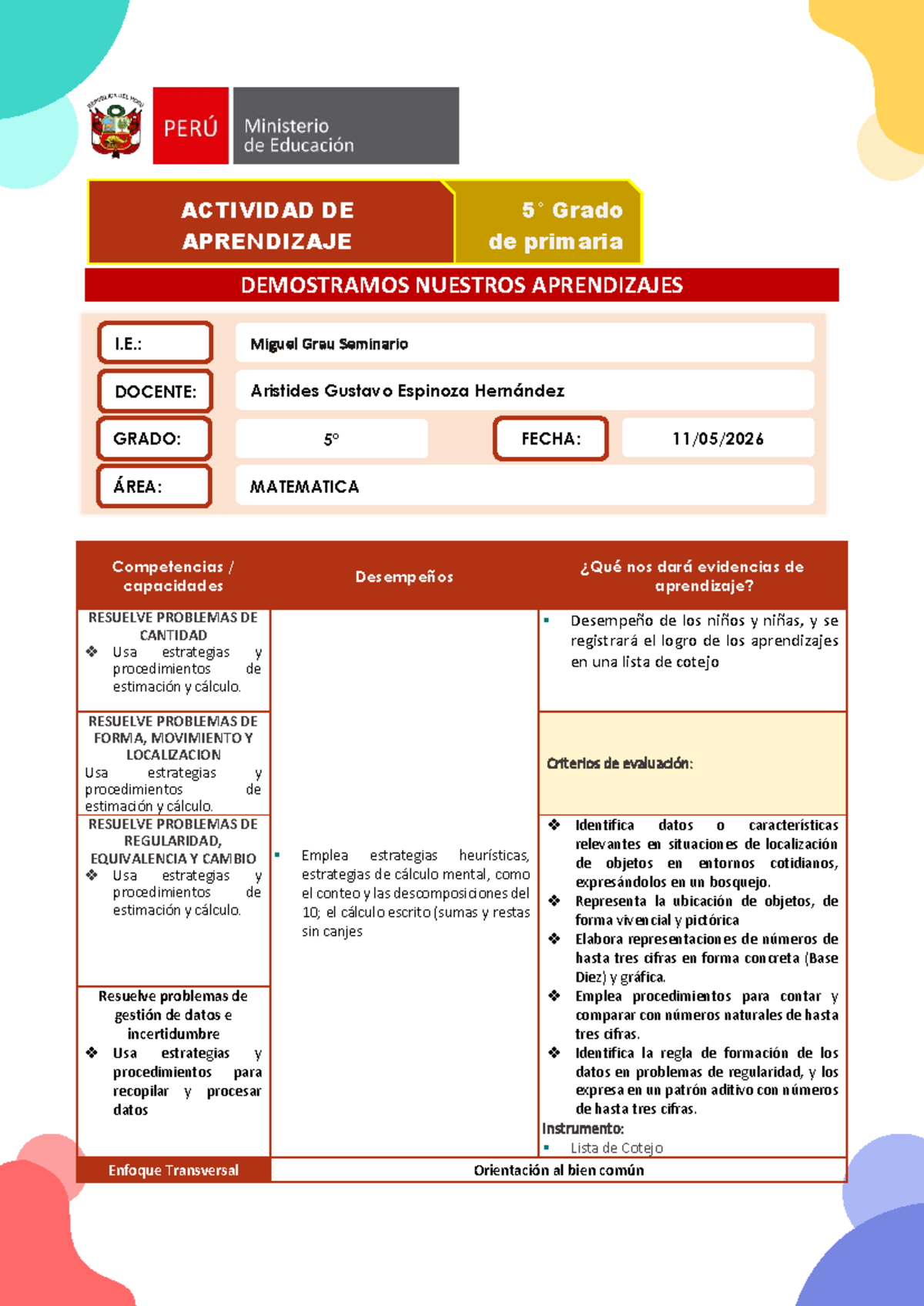 M-Matemáticas: Demostramos Aprendizajes en Primaria - Studocu