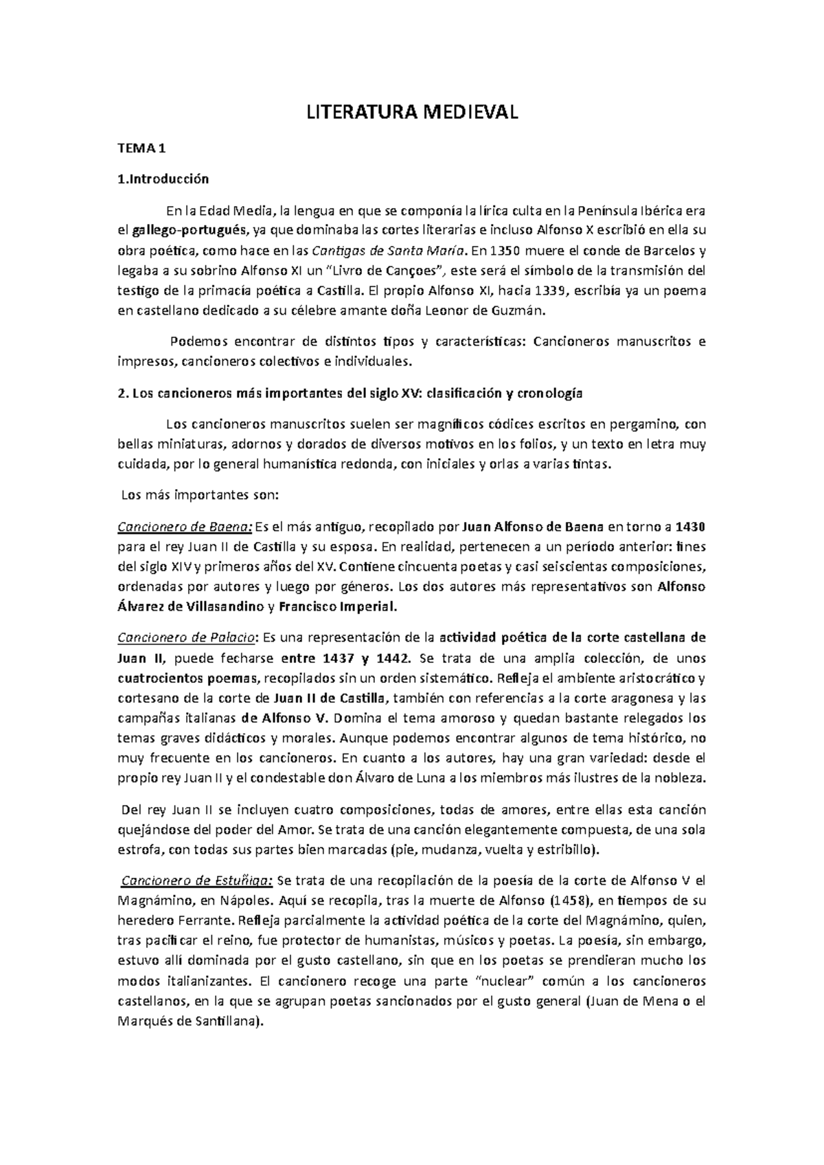 Literatura Medieval SXV - LITERATURA MEDIEVAL TEMA 1 1ón En la Edad ...