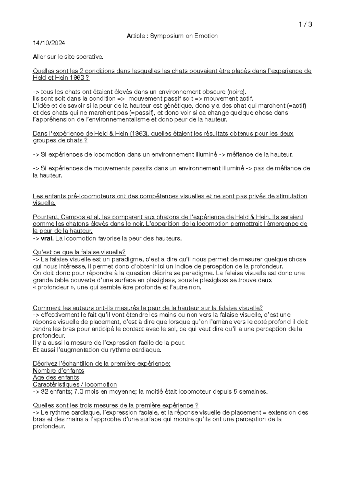 TD2 psycho émotion - 1 / 3 Article : Symposium on Emotion 14/10/ Aller ...