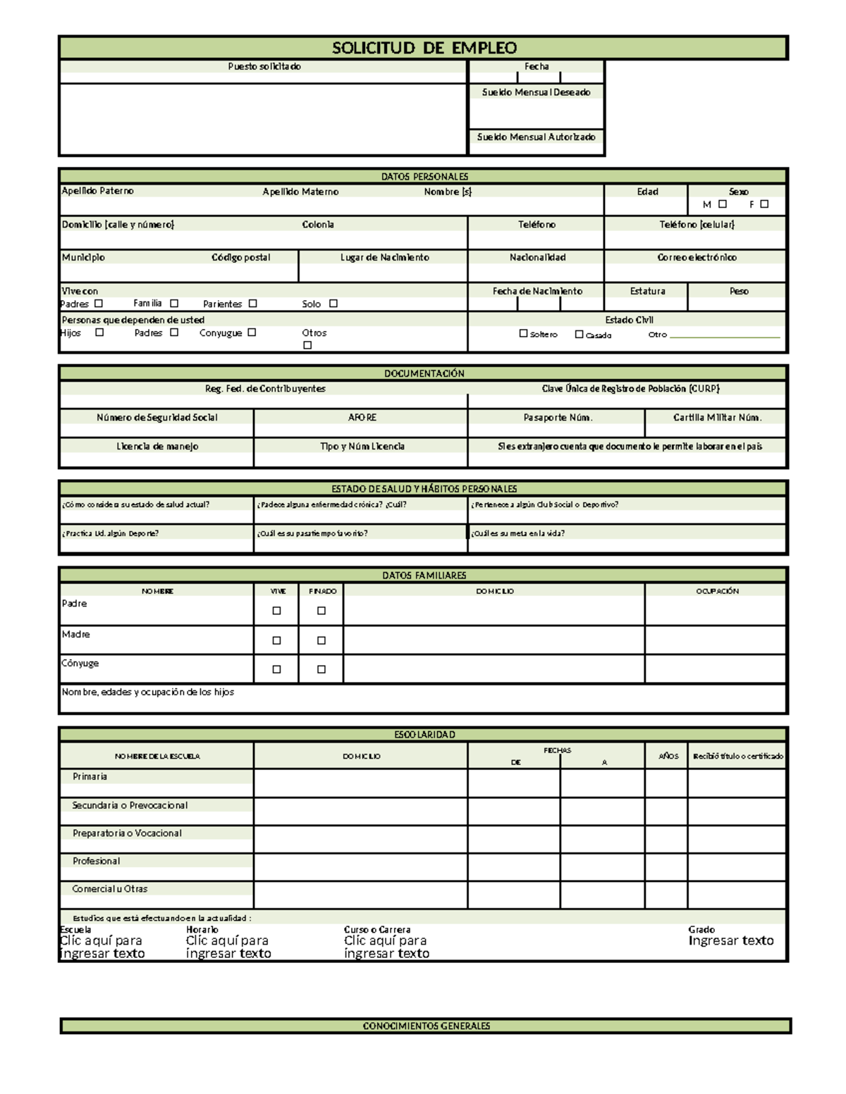 Solicitud de Empleo - Formulario Completo y Datos Personales - Studocu