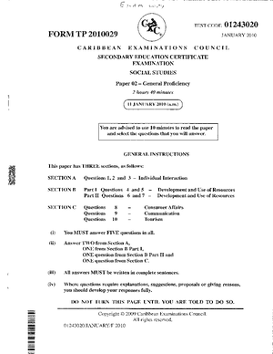SOCIAL STUDIES JUNE 2023 PAST PAPER - TEST CODE 01243020 FORM TP ...