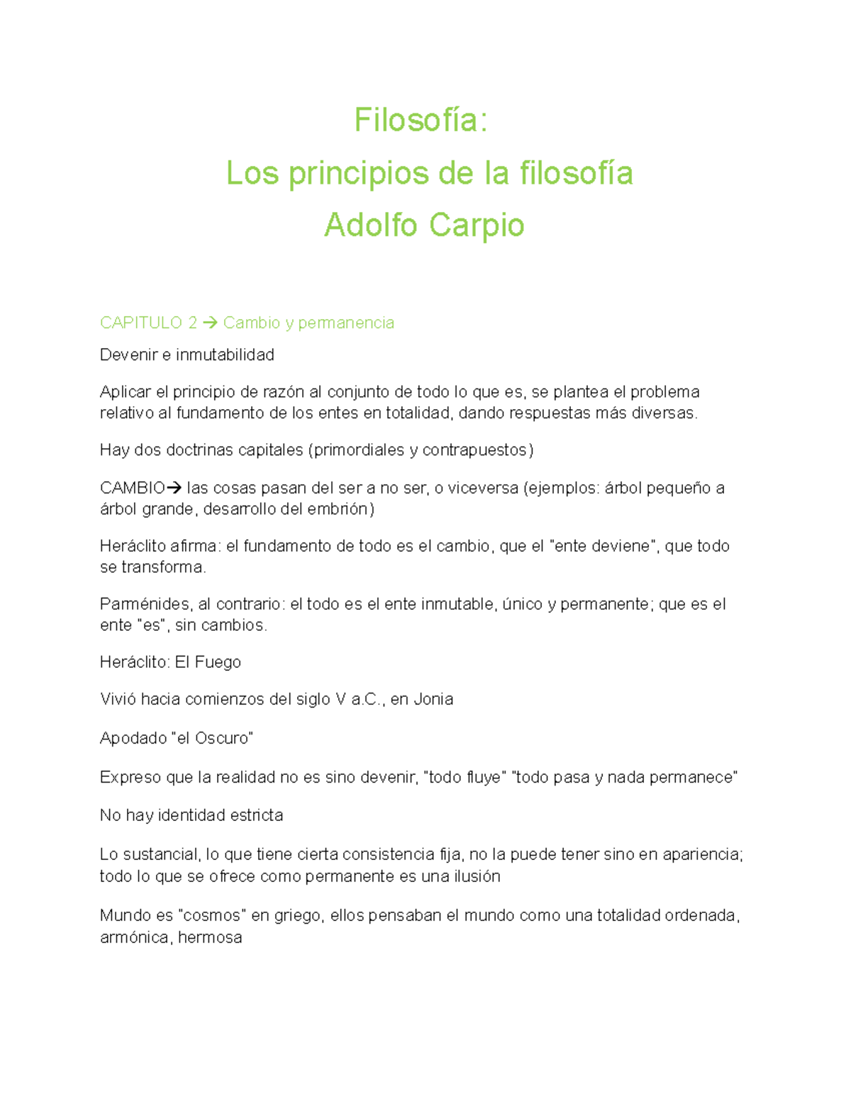 A.Carpio capitulos 2,4 y 5 - Filosofía: Los principios de la filosofía ...