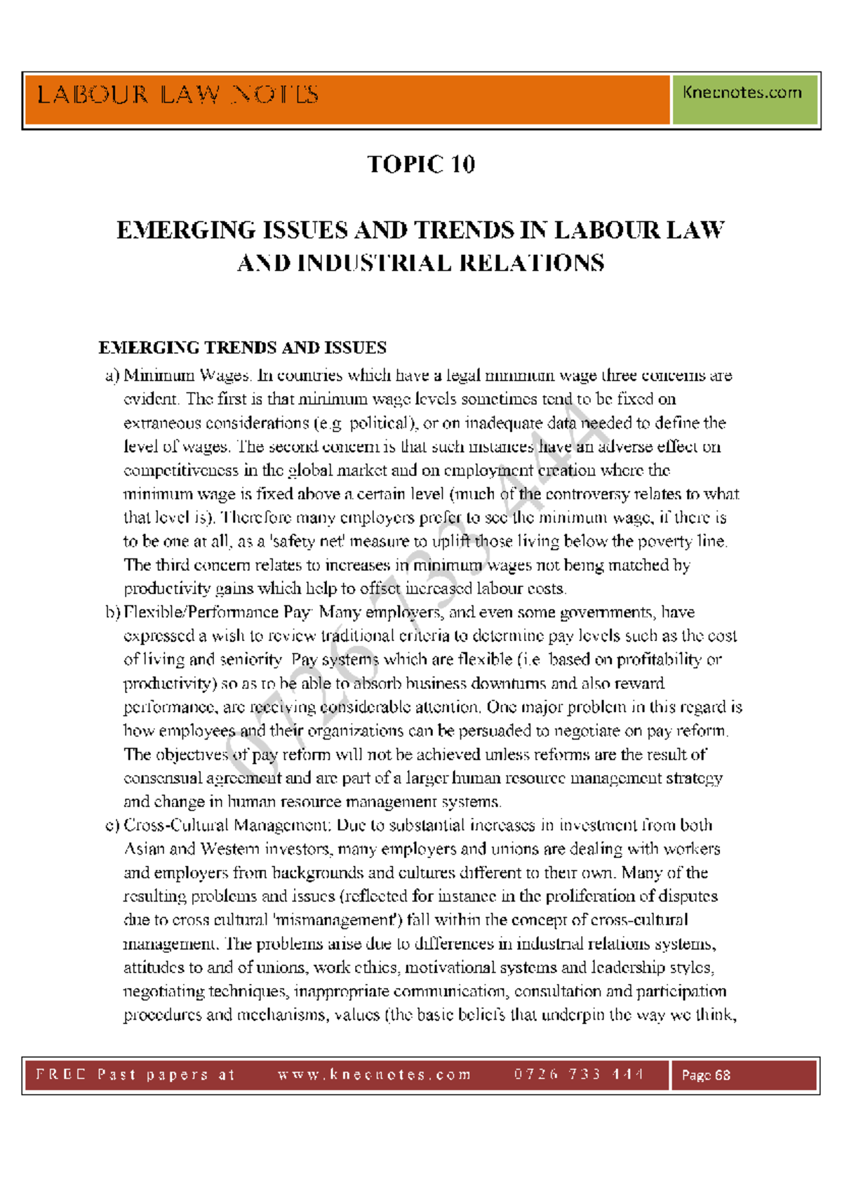 KNEC 10 Emerging Issues & Trends in Labour Law Notes - Studocu