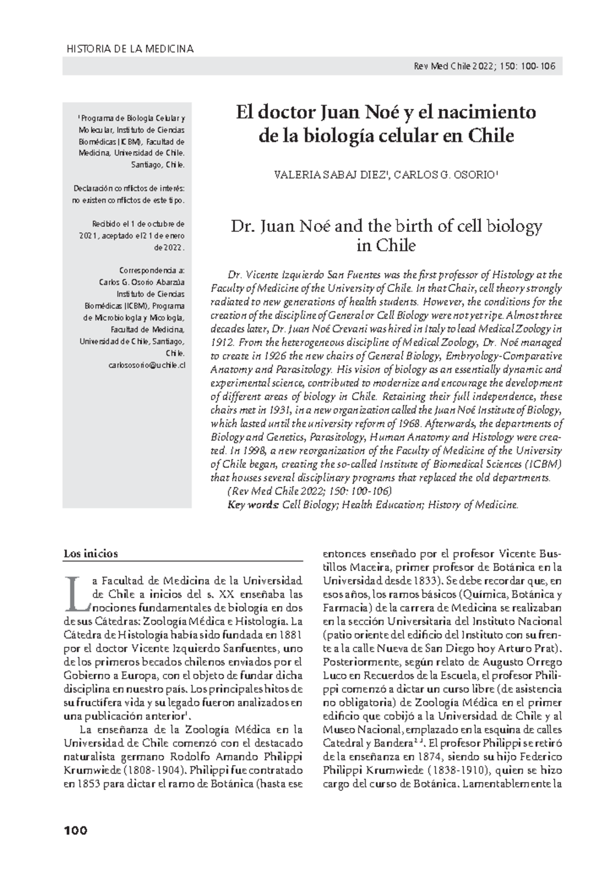 0717 6163 rmc 150 01 0100 - Rev Med Chile 2022; 150: 100- El doctor ...