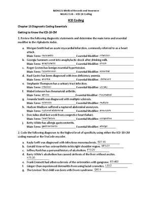 Week 5 Assignment Worksheet-3AF121723 - MOA115 Medical Records and ...