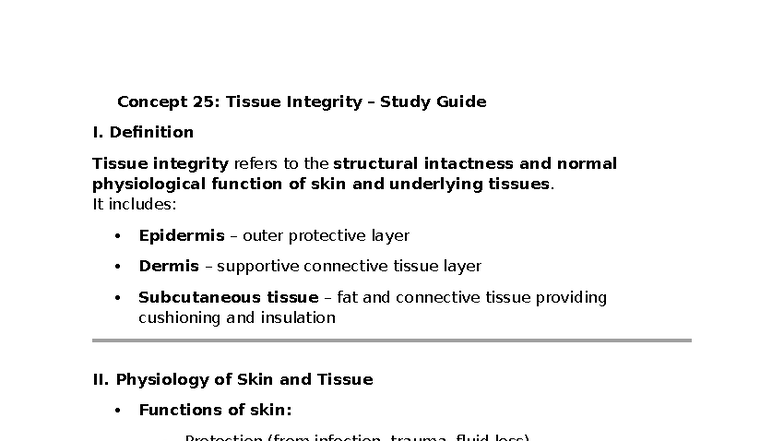 Tissue Integrity Study Guide: Key Concepts and Management Strategies ...