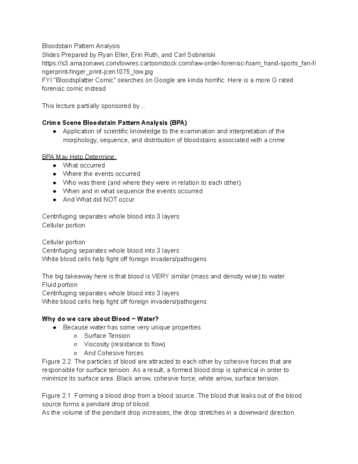 CS-601 Bloodstain Pattern Analysis Lecture Notes and Overview - Studocu
