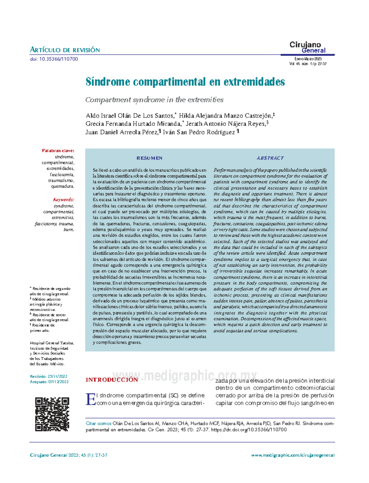 Síndrome Compartimental en Extremidades: Revisión y Análisis Clínico ...
